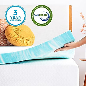 Linenspa 3 Inch Mattress Topper Queen - Gel Swirl Memory Foam Queen Mattress Topper – CertiPUR-US Certified - Queen Foam Pad