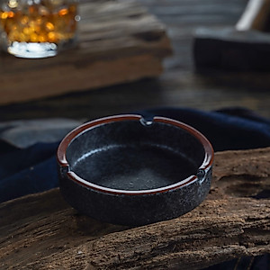 Ceramic Ashtray，Home Ashtray，Ashtray，Cigarette Ashtray For Indoor Or Outdoor Use，Coffee bar ashtray，Cool Lava Dazzling Black Ashtray