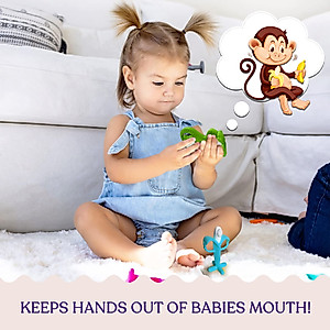 Baby Teething Toys Set - Baby Monkey Banana Teether and Toothbrush - Safe and Durable Teething Set - Teething Banana Toy for Babies - Teething Toys with Various Textures and Educational Design