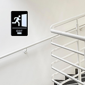 Ninehaoou 4 Pcs Exit Signs for Business ADA Compliant Exit Sign with Braille 9 x 6 Inch Modern Design Sign Exit Signs with Adhesive Mounting Strips for Indoor Outdoor Office Buildings Workplace