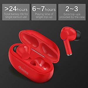 GOKOCO Bluetooth 5.1 Wireless Earbuds Enhanced Deep Bass Bluetooth Earphones with Smart Touch, Dual-Mic, Auto-Pair, Waterproof IPX 5 Sports Earbuds Compatible Noise Reduction with Hi-Fi Sound