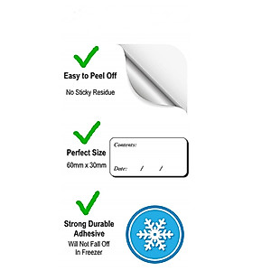 Hybsk Removable Freezer Labels Easy Peel Off - Frozen Food Storage 100pcs Labels That Leave No Sticky Residue After Use (Type 1)