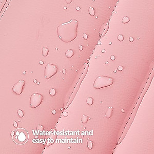 Yaheetech PU Leather Armless Office Chair Mid Back Desk Chair Computer Task Chair Modern Vanity Chair with Rolling Wheels, Metal Base Pink