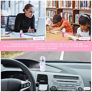 Honoson 2 Pieces Nano Facial Mister 30 ml Mini Face Humidifier Portable Facial Sprayer USB Rechargeable Handy Skin Care Machine for Face Hydrating, Daily Makeup (Dark Pink and White)