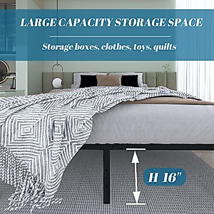 Chezisam King Size Metal Bed Frame 18 "high Heavy Duty Platform Bed Can Support 3500lbs with Under Bed Storage Space Easy Assembly Non-Slip and Noiseless Black