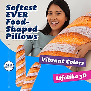 Much Comfort 42" 3D Rustic Baguette Throw Pillow - Made with Soft & Ultra Premium Fabric - Cute, Comfortable, Plush, Stuffed French Bread Loaf Body Cushion for Home Decor - Best Funny Gift - X-Large