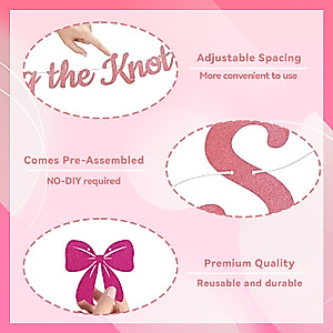 She's Tying the Knot Banner - Coquette Bridal Shower Bachelorette Party Decorations, She's Tying the Knot Bridal Shower Wedding Bachelorette Party Decor Pink Glitter