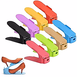 ASkinds 8PCS Shoe Slots Organizer, Adjustable Shoe Stacker Space Saver for Sneakers, Low Heels, High Heels, Sandals, Kids Shoes