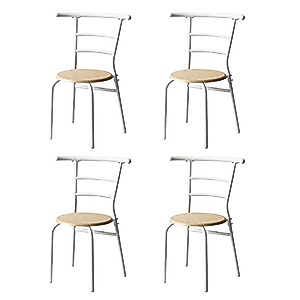 Bonzy Home Patio Chairs Set of 4, Metal Indoor-Outdoor Chairs, Lounge Chairs for Outside Pool, Bistro, Cafe, Restaurant, Kitchen, Wooden Stool Stackable Side Chairs with Back