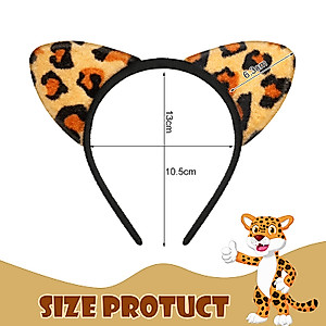 WILLBOND 12 Pieces Cheetah Ears Headband for Women Leopard Cat Ears Headband Holiday Party Supplies(Assorted Animal Series)