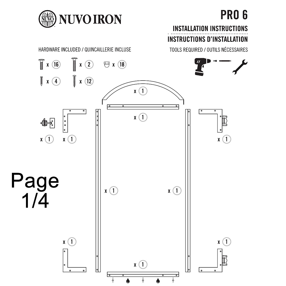 Nuvo Iron PRO6 (Pro 6) Gate Frame, 6 Standard Fence Board Wide x 6’ Long, Black, 6 Foot