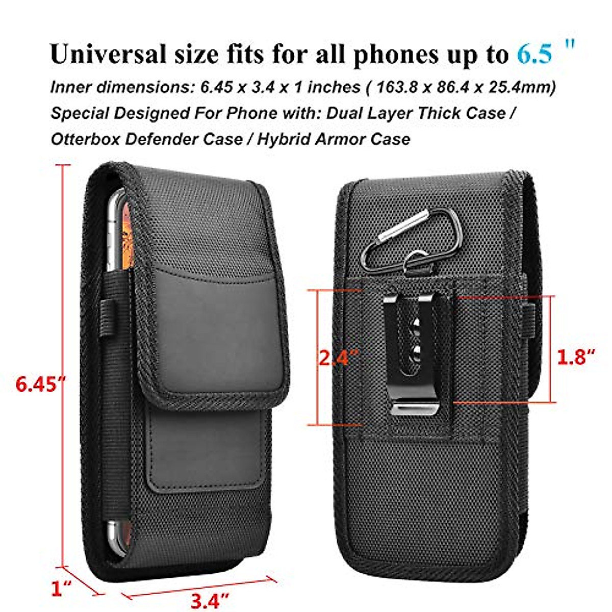 Njjex Cell Phone Holster for Samsung Galaxy S23 Ultra S22 S21 S20+ S10 S9 Note 20 A14 A21 A51 A71 A02S A12 A32 A42 A52 A13 iPhone 13 14 Pro Max 12 11 XR 7 8+ Nylon Belt Clip Holster Phone Holder Pouch