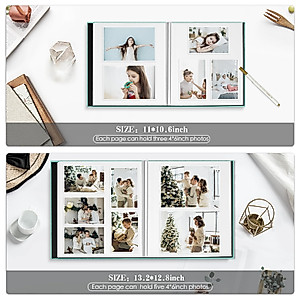 Spbapr Photo Album Self Adhesive 3x5 4x6 5x7 8.5x11 Magnetic Scrapbook 11 x Width 10.6 (Inches) 40 Pages Linen Cover DIY Photo Album with A Metallic Pen