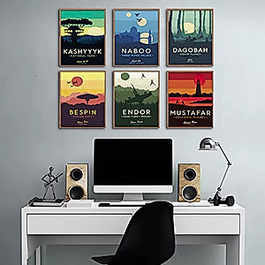 UCRGGUY Travel Star On The Wars Posters for Room Aesthetic 6 Piece Galaxy Planet Attraction Style Movie Poster Canvas Wall Art Party Decor Bedroom Living Fans Gifts 8x10inch Unframed, Star01