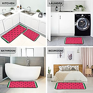 Watermelon Kitchen Rugs and Mats Set 2 Piece Non Slip Washable Runner Rug Set of 2 for Kitchen Sink Floor Home Decor Laundry