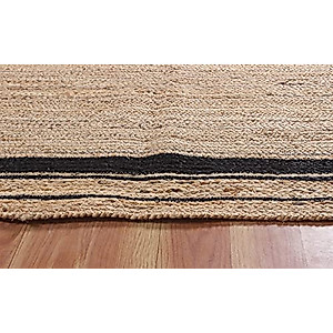 Casavani Indian Hand Braided Rag Rug Geometric Beige & Black Jute Area Rug Hallway Enterway Rugs For Farmhouse,Bedroom,Dining Room & Kitchen 4x6 6x8 4x10 Feet Runner
