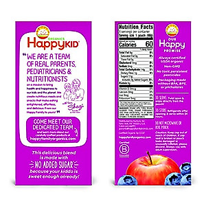 Happy Kid Organic Superfoods Twist Apple Blueberry Pomegranate, 3.17 Ounce Pouch (Pack of 16) Baby Toddler Kid Snack, Resealable, No Added Sugar Non-GMO Kosher (Packaging May Vary)