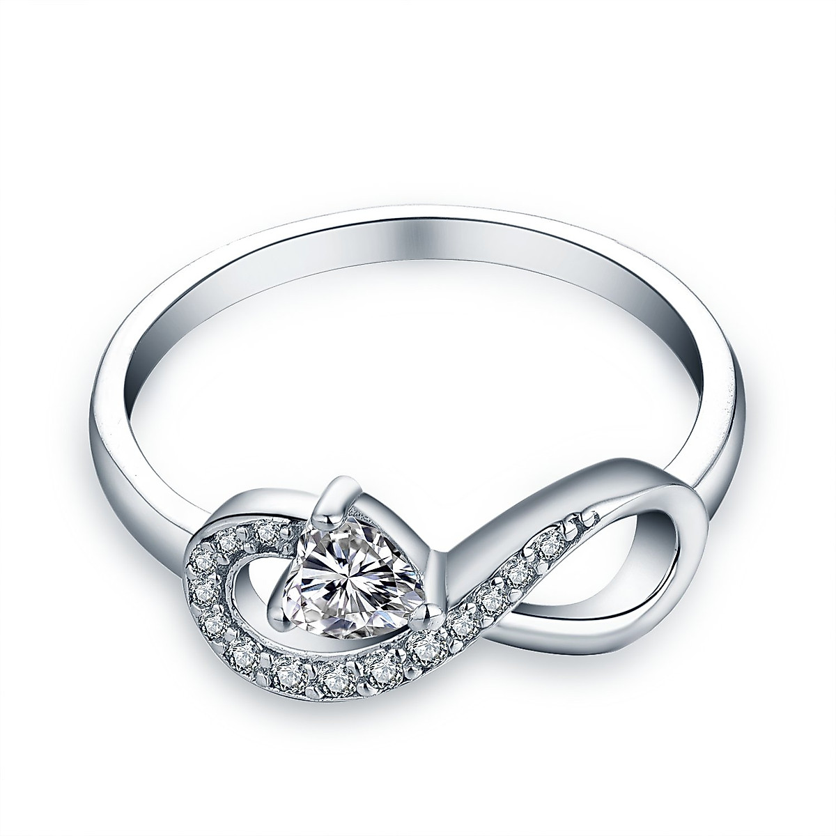 JO WISDOM Infinity Heart Promise Rings for Her Sterling Silver Friendship Ring