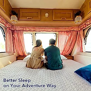 Mattress Topper RV Short King (72" x 75"), 4-Inch Memory Foam Mattress Topper with Removable Bamboo Cover, Medium Firm Topper for Travel Camper Trailer Truck