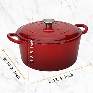 GreatChef Enameled Cast Iron Dutch Oven Casserole with Lid, 5.5 Quart, Oven Safe up to 500°F - Heavy-Duty, Versatile Cookware for Marinating, Cooking, Baking, Refrigerating, and Serving