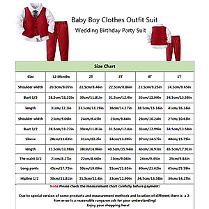 Kimocat Boys' 4-Piece Formal Suit Set Dress Shirt Vest Pants and Tie Wedding Birthday Party Suit (as1, age, 5_years, Red)
