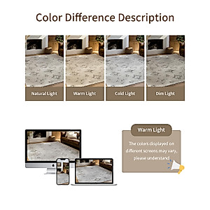 Disolla Washable Moroccan Area Rug 8x10ft for Living Room Bedroom Large Soft Indoor Decor Carpet Non Slip Distressed Neutral Low Pile Floor Rugs for Dining Room Office, Beige & Gray