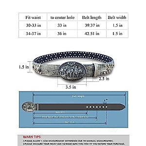 TOPACC Women Men Western Buckle Belt Cowgirl Cowboy Country Concho Leather Belt Rodeo Horse Plaque Removable