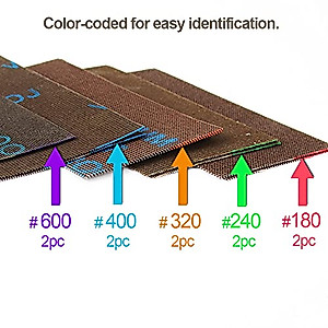 O'SKOOL Mesh Sanding Sheet 180, 240, 320, 400, and 600 Grit (Provided in a 10 Sheet Pack) Dust Free Mesh Abrasive Sandpaper