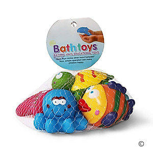 Bathtub Toys Floating Bath Toys(6PCS) with Storage Net,Baby Soft Bath Time Boat Toys,Bathtub Learning Water Toys and Bathtub Toys for Toddlers-Fish,Starfish,Sea Horses