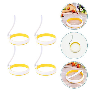 PRETYZOOM 4pcs Silicone Egg Ring, 5 Inches Profession Egg Ring Set, Nonstick Egg Rings With Handle Fried Egg Ring for Omelette, Pancake, Kitchen Cooking Tool