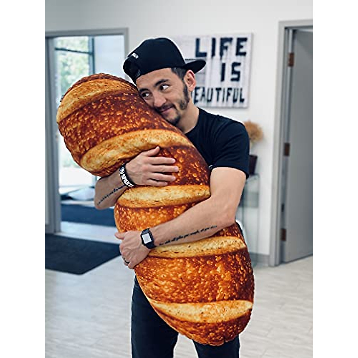 32" Large Life Like 3D Custom Shaped Home Decor Bread Throw Pillow-Made in USA, Extra Soft and Plush Cuddle Pillow, Unique Gift