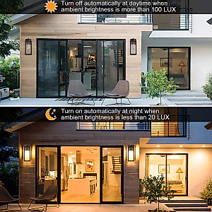 Tipace Dusk to Dawn Outdoor Wall Lantern,Brown Sensor Exterior Light Fixtures,Exterior Wall Sconce with Clear Glass Shade for Doorway Entryway Garage 2 Pack (Bulb Not Included)