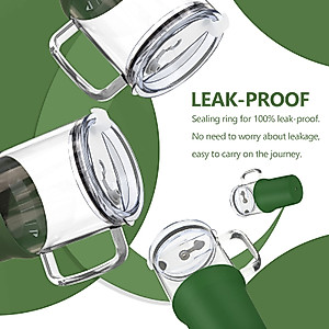 Sursip 32 oz Glass Tumbler with Handle, Glass Water Bottles with Lid and Straw, Reusable Iced Coffee Cup with Silicone Sleeve - Fits in Car Holder, BPA Free, Leak Proof, Dishwasher Safe (Olive Green)