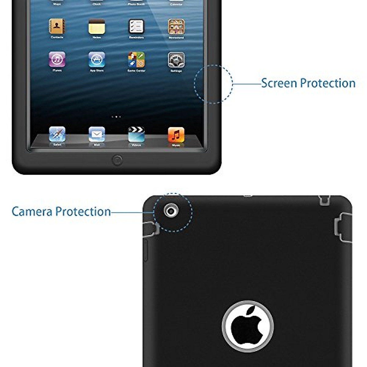 Fingic for iPad 4/3/2 Case - Rugged 3 in 1 Hybrid Heavy Duty Shock-Absorption Scratch-Resistant Protective Case, Gray/Black