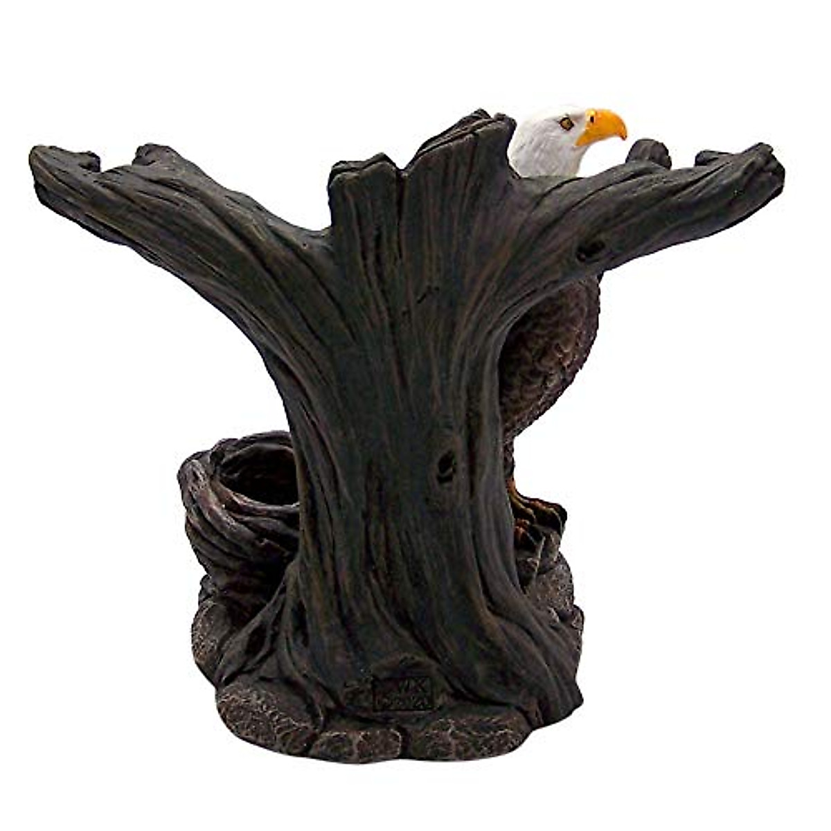 Bald Eagle Statue Wine Bottle Holder with Two Wine Glasses, Kitchen Decor, 8.5 Inch