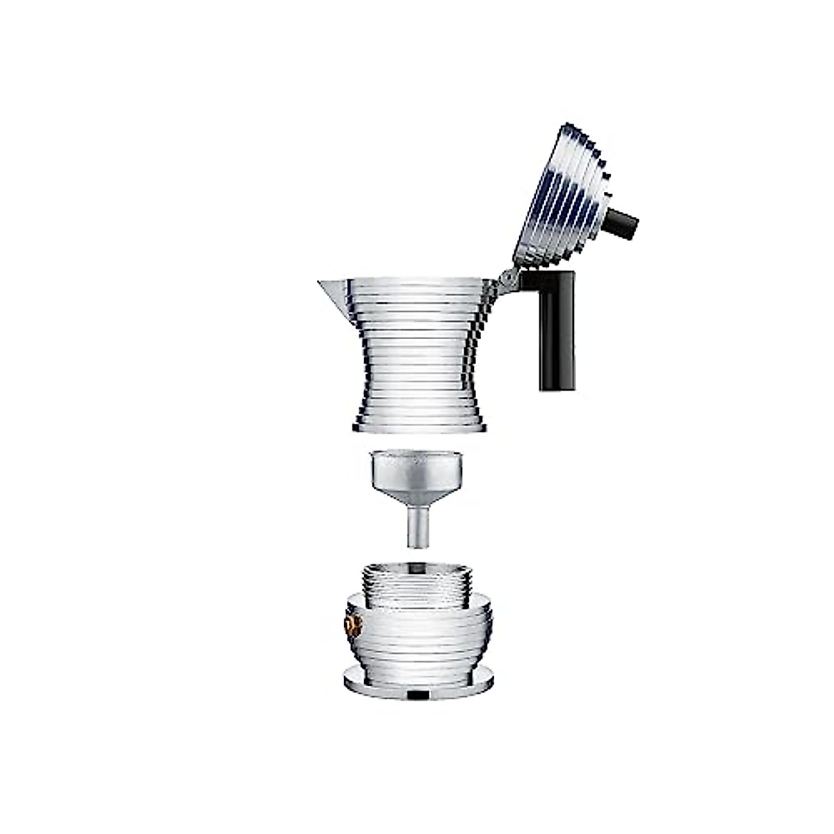 Alessi MDL02/1 B Pulcina Stove Top Espresso 1 Cup Coffee Maker in Aluminum Casting Handle And Knob in Pa, Black