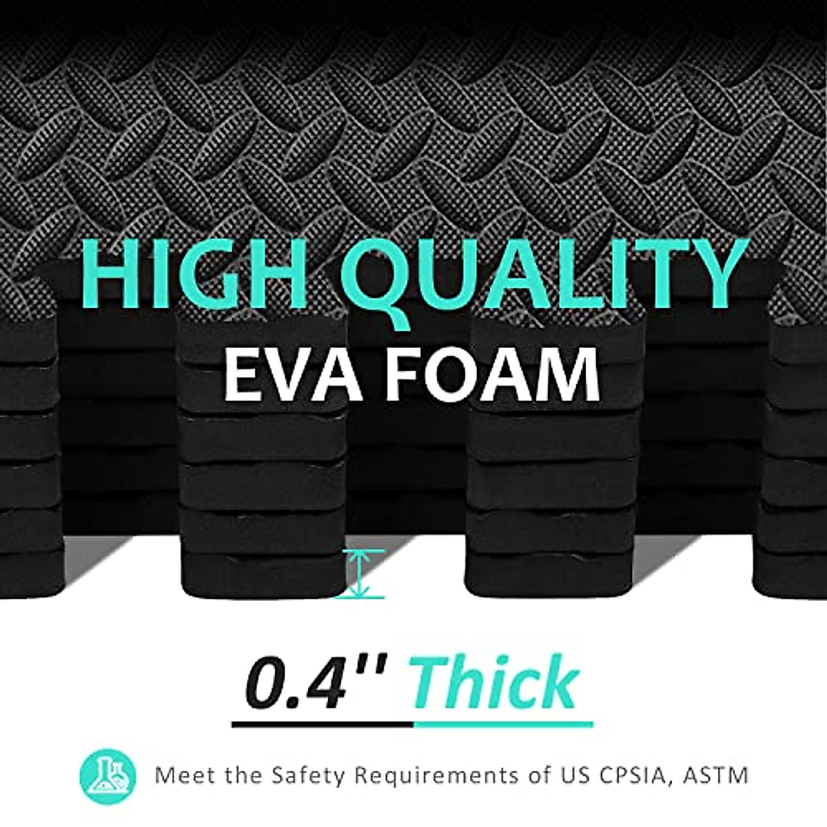 12-Tile Interlocking Puzzle Exercise Mat, 24'' x 24'' EVA Foam Flooring for Gym Equipment, Black