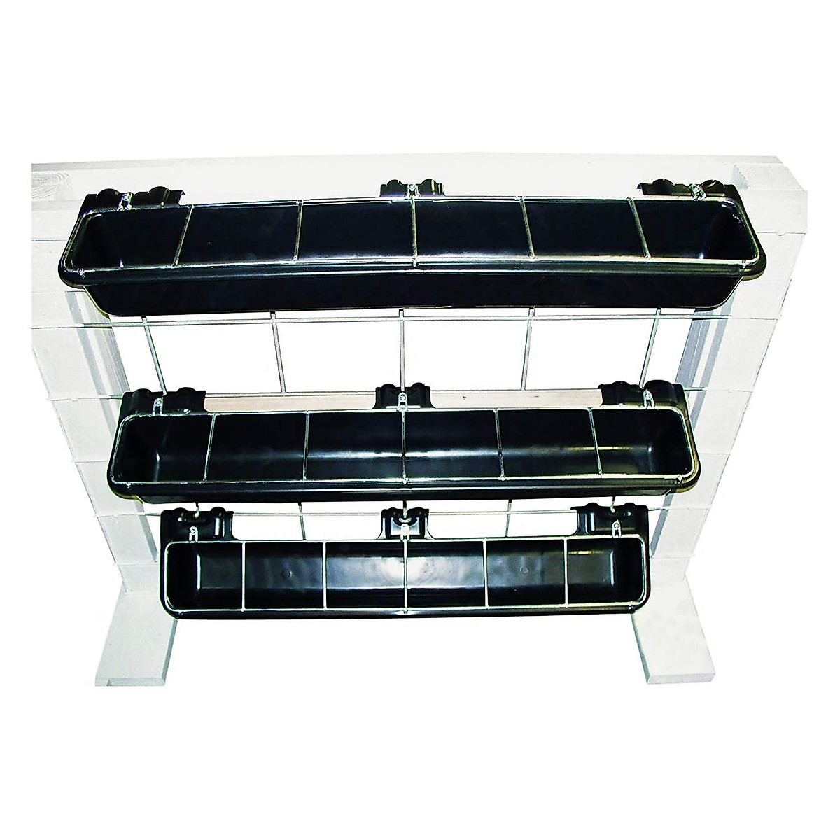 Little Giant HF9BLACK Hook Over Goat Trough Heavy Duty Galvanized Steel 9 Quart Feeder, Black (2 Pack)