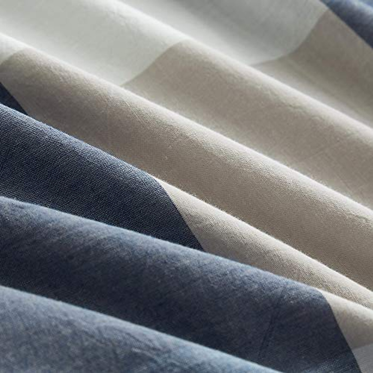 HYPREST Queen Duvet Cover - 100% Cotton Duvet Cover Queen Blue Buffalo Plaid Soft Breathable Farmhouse Style