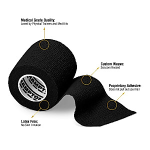 Hampton Adams (14-Pack) 2” x 5 Yards | Black Self Adhesive Bandage Wrap for People & Pets