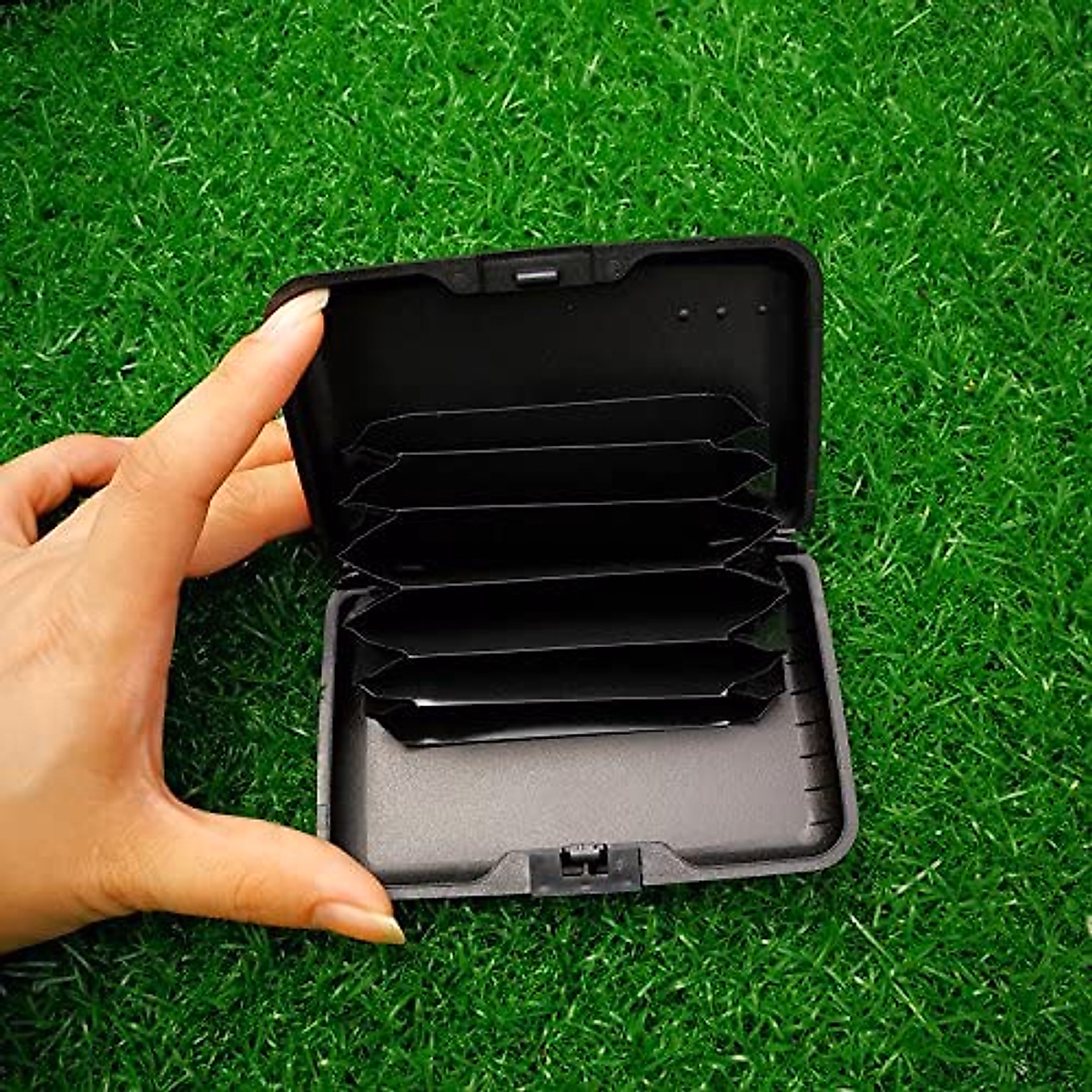 Mini Aluminum Credit Card Wallet Holder, RFID Blocking Credit Card Protector,Moneybag Storage Travel Wallet for Identity Theft Protection Security Men Women (Grey)