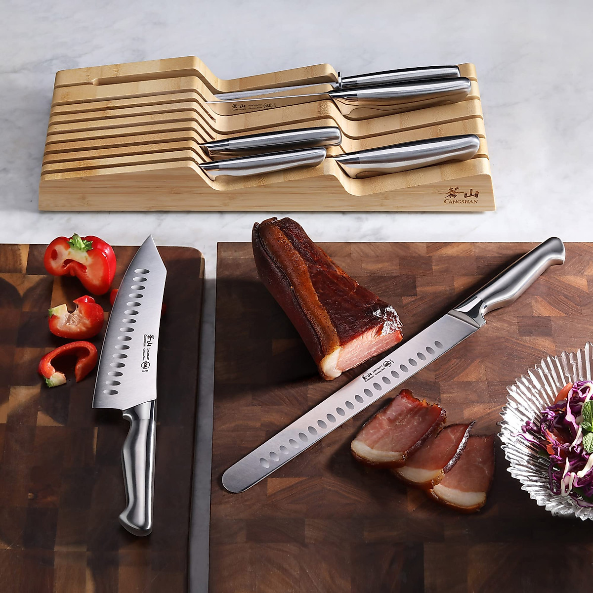 Cangshan Sanford Series 1027143 German Steel 8-Piece BBQ Knife In Drawer Set