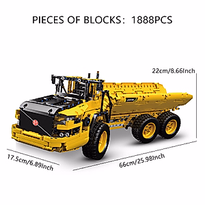 Mould King 17010 Engineering Dump Truck Building Block Kits, MOC Building Blocks Set to Build, Gift for Kids Age 8+/Adult Collections Enthusiasts(1888 Pieces with Motor/APP Remote Control)