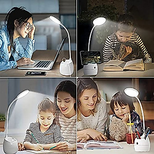 GSBLUNIE College Dorm Room Essentials - Desk Lamp, Pen Holder, 360° Gooseneck Desktop LED Desk Lamp with USB Charging Port, 3 Lighting Modes & 3 Brightness Levels, Table Lamp for Home Office