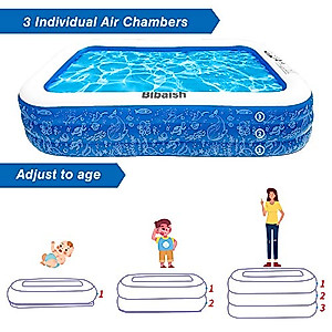 Inflatable Swimming Pool, 118" X 72" X 20" Full-Sized Family Pool, Kiddie Pool, Blow Up Pool for Baby, Kids, Kiddie, Adult Inflatable Pool for Backyard, Outdoor, Garden, Ground & Summer Water Party