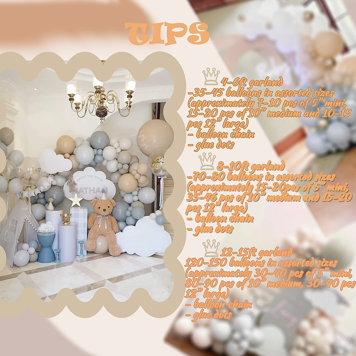 Balloon Arch Kit, SCMDOTI Neutral Balloon Garland with Double Stuffed Grey, Nude Balloon, Sand White Balloon for Boho Party, Baby Shower Decoration, Gender Reveal Party, Birthday, Baptism Decoration