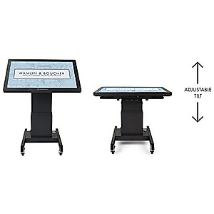 Displays2go Motorized Rolling TV Stand, 4 Wheels, Remote Controlled, Fully Adjustable - Black (DGMLTSBK)