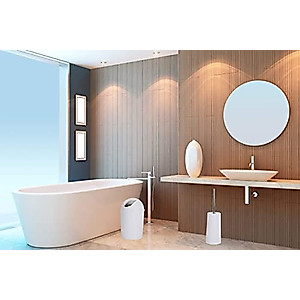 YCOCO 6 Pcs Plastic Bathroom Accessories,Includes Toothbrush Holder,Toothbrush Cup,Soap Dispenser,Soap Dish,Toilet Brush,Trash Can,White