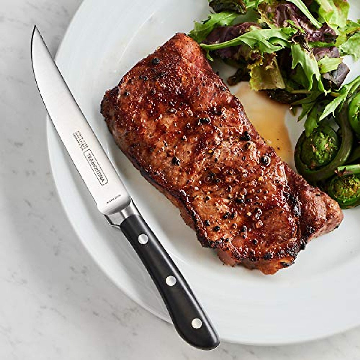 Tramontina Cutlery Knife Set with Hardwood Counter Block Forged-Contemporary 14 Piece, 80008/547DS