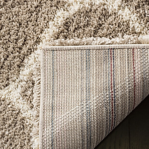 SAFAVIEH Hudson Shag Collection Area Rug - 8' x 10', Beige & Ivory, Moroccan Ogee Trellis Design, Non-Shedding & Easy Care, 2-inch Thick Ideal for High Traffic Areas in Living Room, Bedroom (SGH280S)